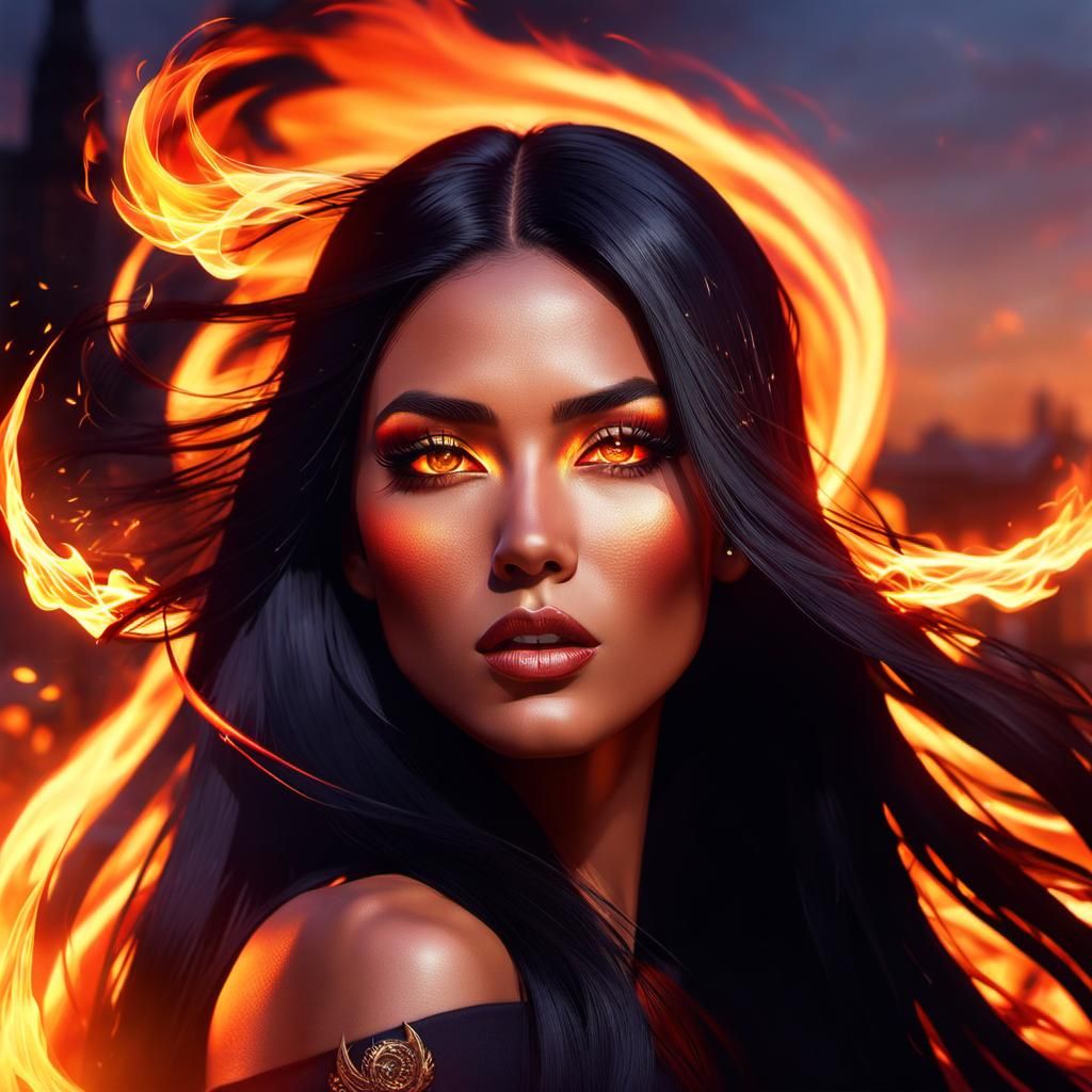 Realistic Girl on Fire - AI Generated Artwork - NightCafe Creator