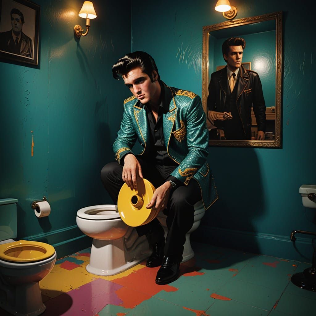 Elvis on the toilet dead - Elvis in Dark Pop Art