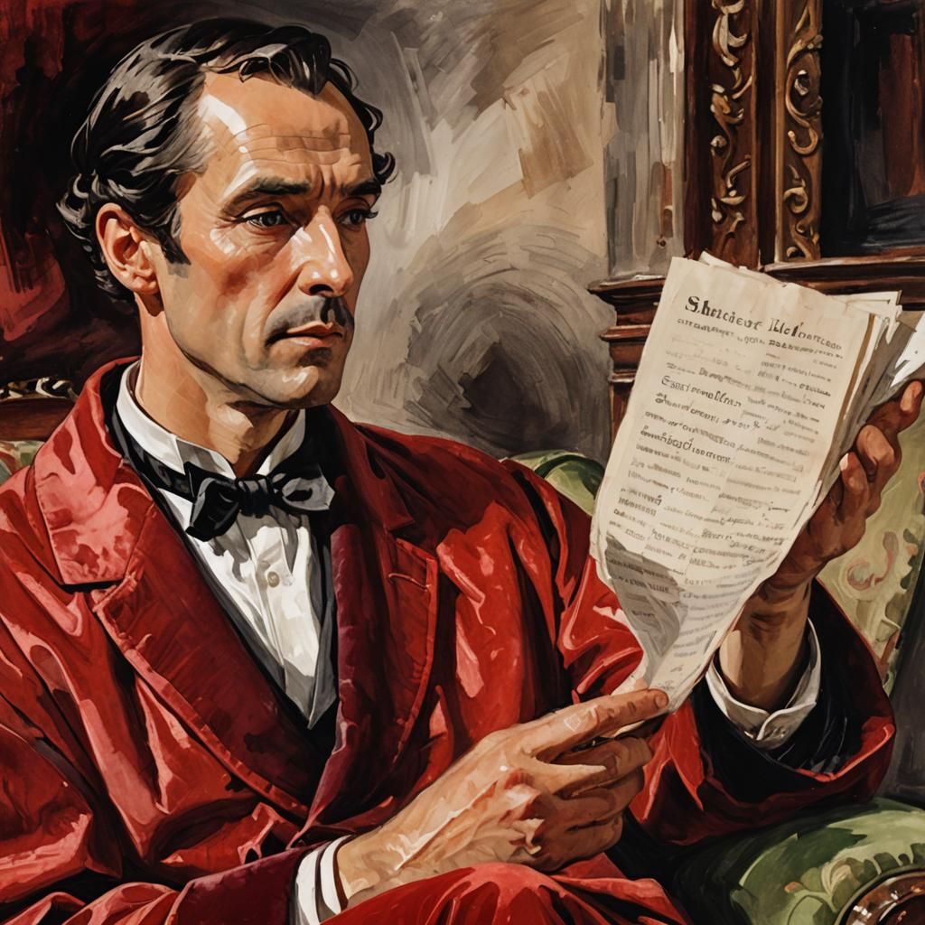 Portrait of Sherlock Holmes reading a paper - AI Generated Artwork ...