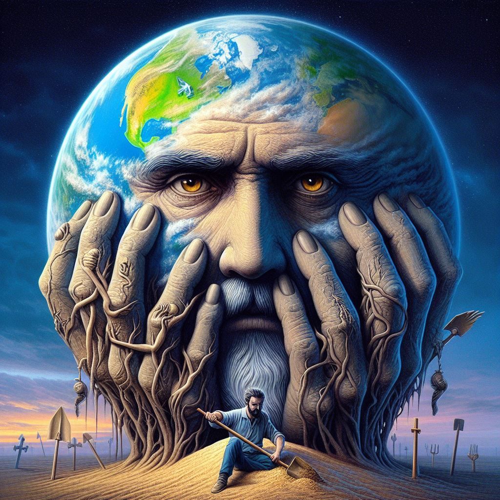 "Man, the world cries because of your two hands; with one you dig your ...