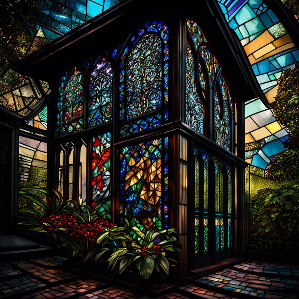 Stained glass house - AI Generated Artwork - NightCafe Creator