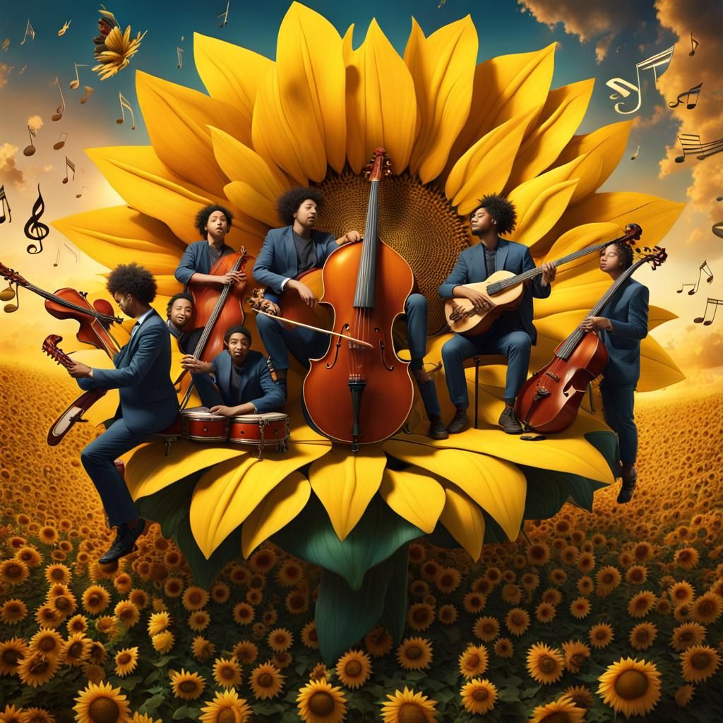Sunflower Symphony - AI Generated Artwork - NightCafe Creator