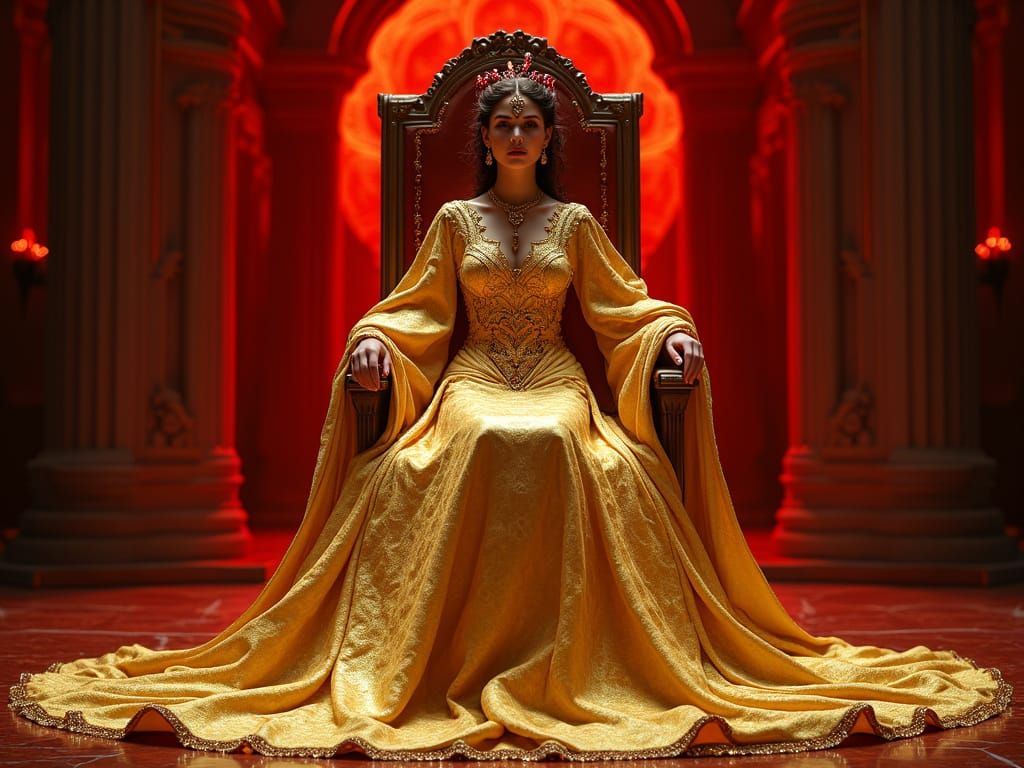 Empress Padmé Amidala in Crimson Throne Room - AI Art