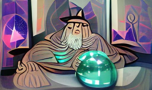 Art Deco Wizard Ponders Orb - AI Generated Artwork - NightCafe Creator