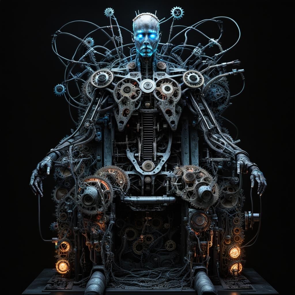 Bioluminescence Living Fusion of a human flesh covered Man fused in a ...