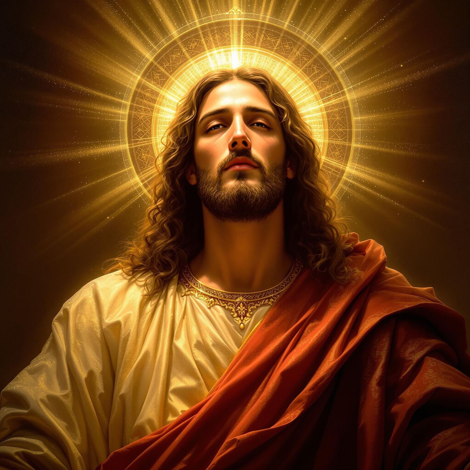 Jesus Christ Transcendent - Jesus Christ Radiant in Golden L...