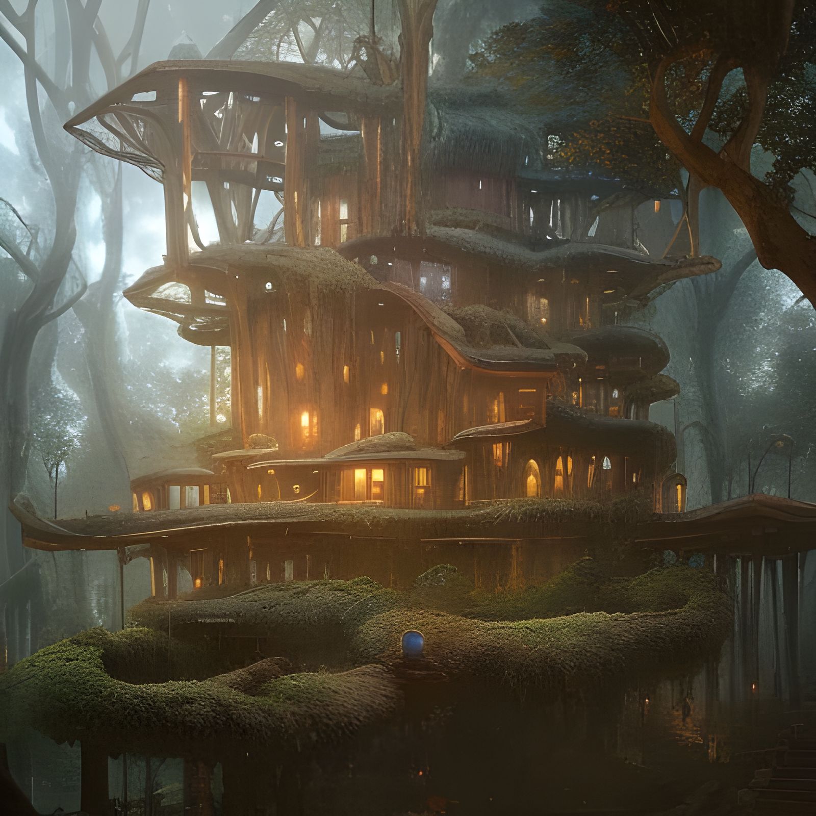 Layered treehouse - AI Generated Artwork - NightCafe Creator