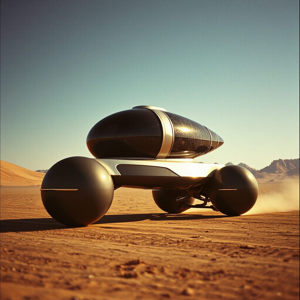 Epic Time-Traveling Vehicle in Cosmic Desert