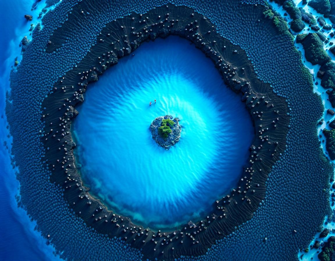 Aerial view in Galapagos Islands, evolution, hyperdetailed ...