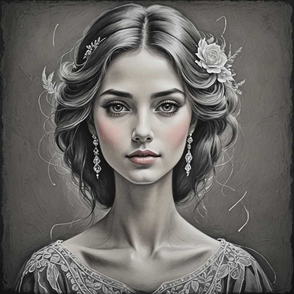 Beautiful Woman in Chalk - AI Generated Artwork - NightCafe Creator