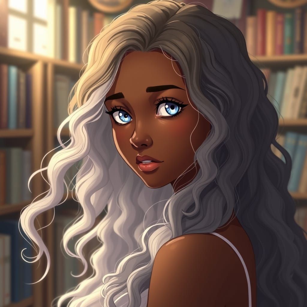 Enchanting Bookstore Encounter in Ethereal Beauty - AI Art