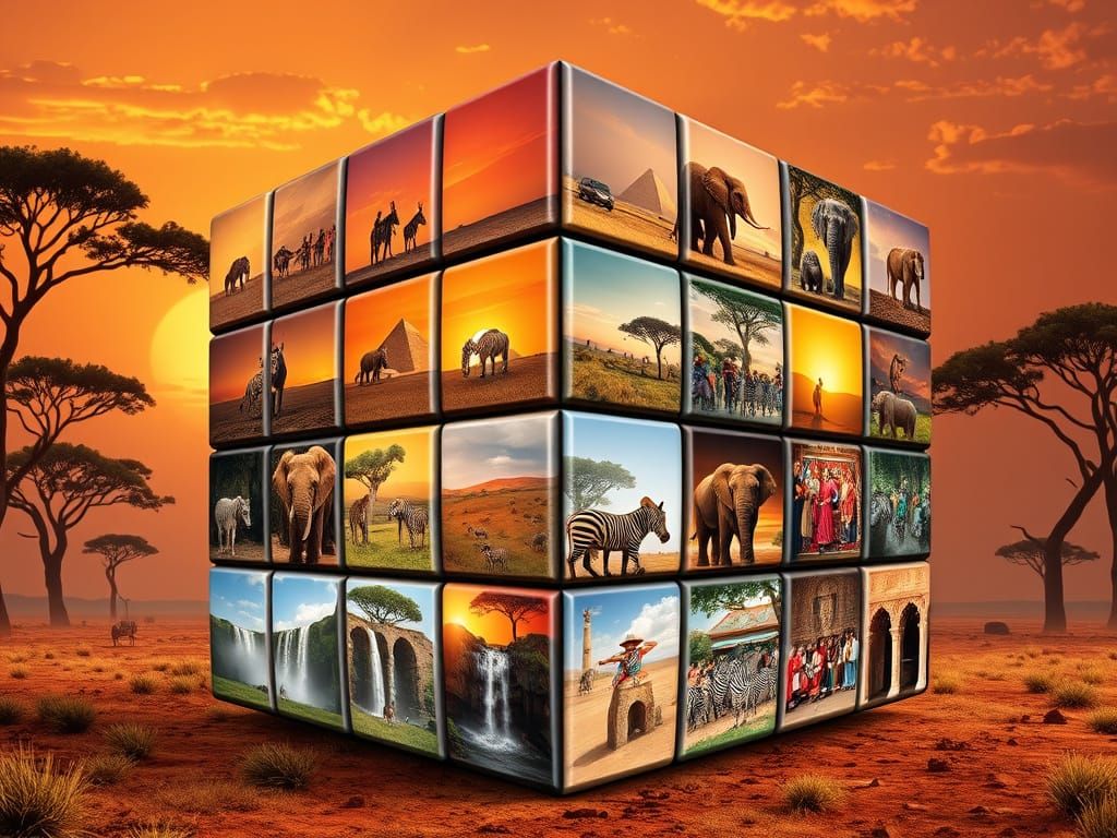 African Beauty in a Rubiks cube - Surreal African Landscape...
