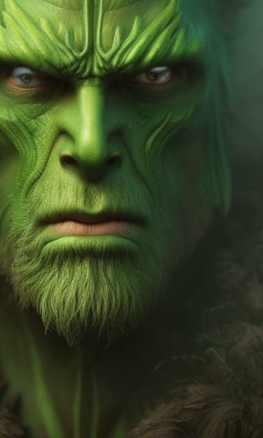 Insanely detailed painting of a close-up portrait of The Green Monster ...