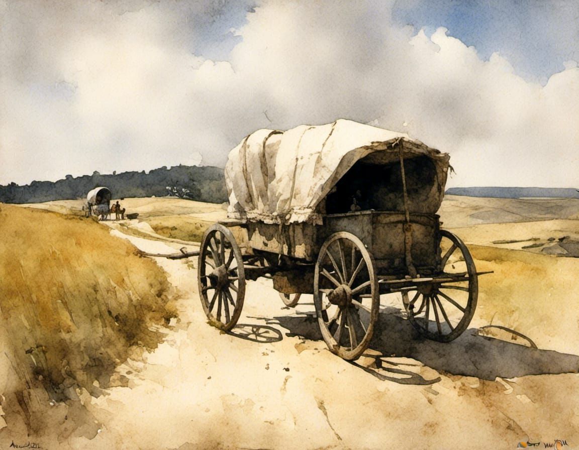 Covered Wagon Left Behind - AI Generated Artwork - NightCafe Creator