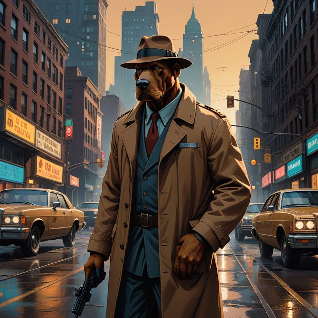 Mystical Film Noir Detective in 8k Unreal Engine S... - AI Art