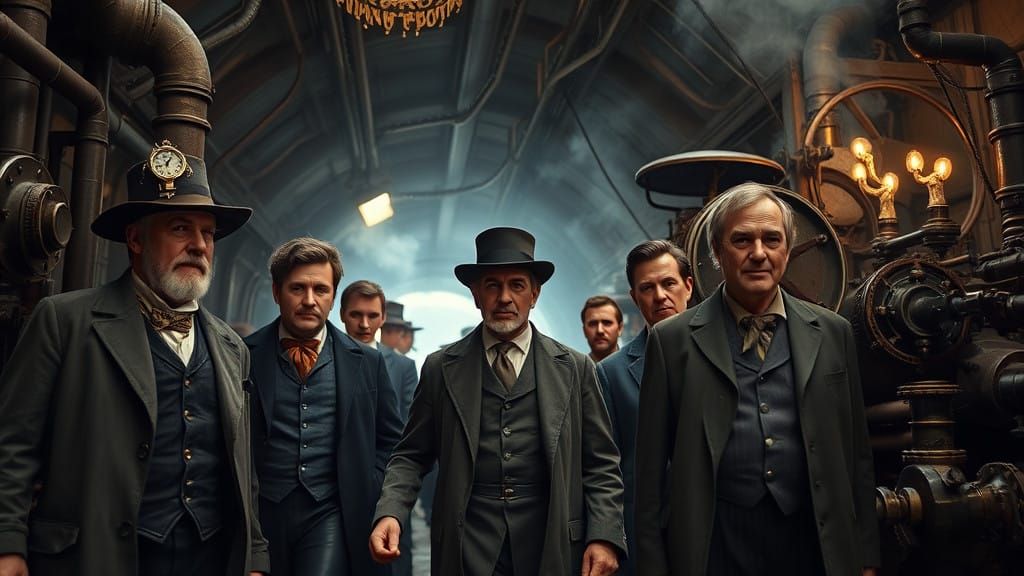 Inventors Unveil Futuristic Secrets in a Steam-Pow... - AI Art