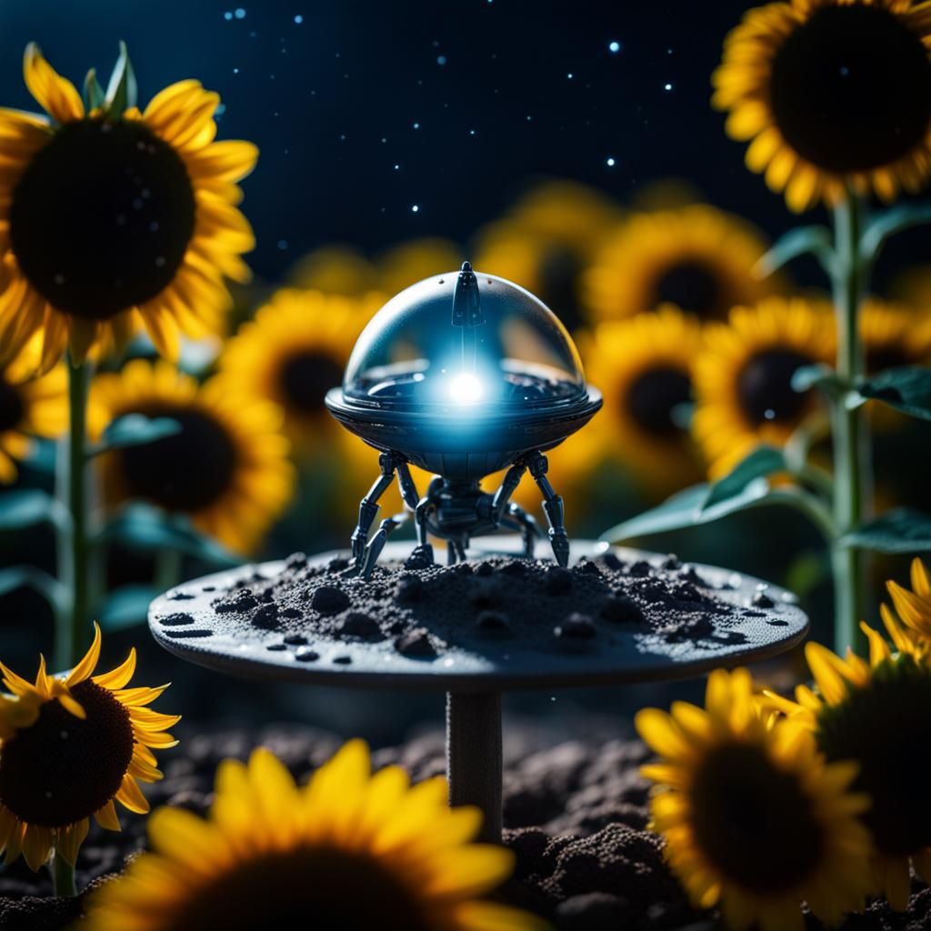 Photograph, small tiny miniature alien spaceship with alien in it on ...