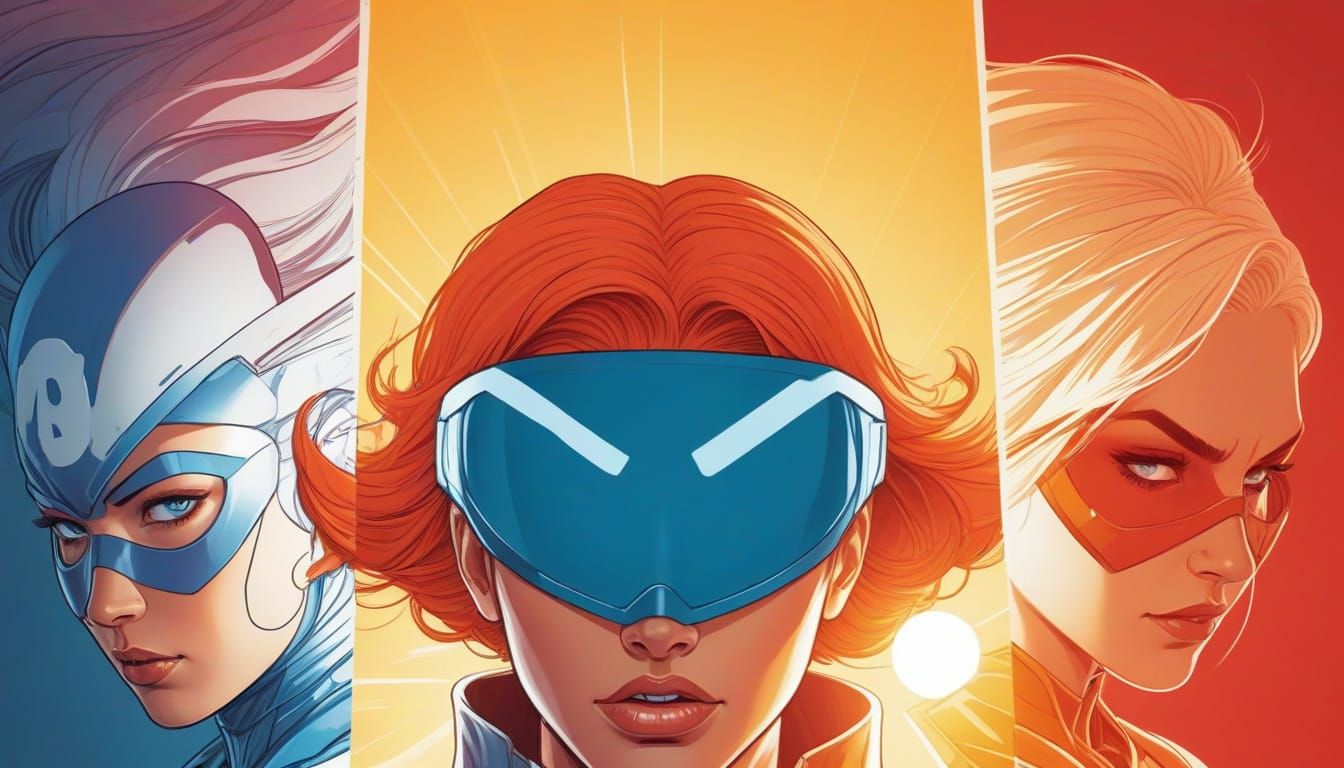 Female Superheroes in Comic Book Manga Style - AI Art