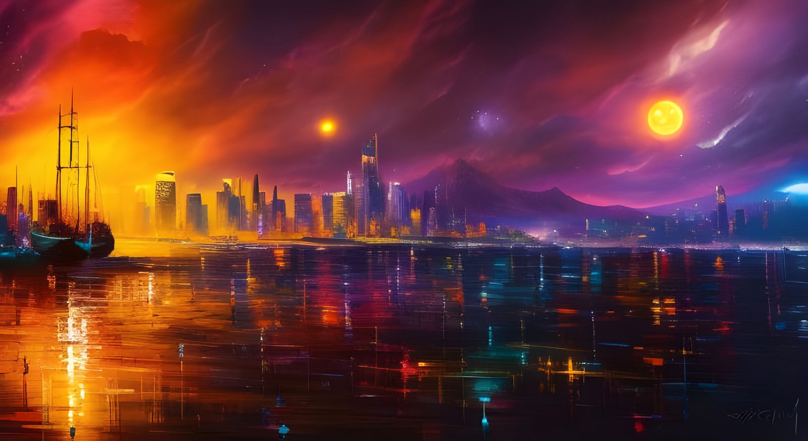 Synthwave Land - AI Generated Artwork - NightCafe Creator