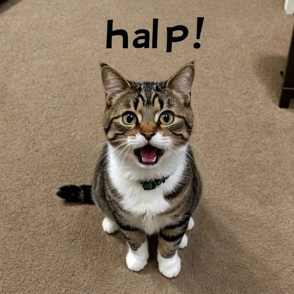 Cat meme : "HALP!" - AI Generated Artwork - NightCafe Creator
