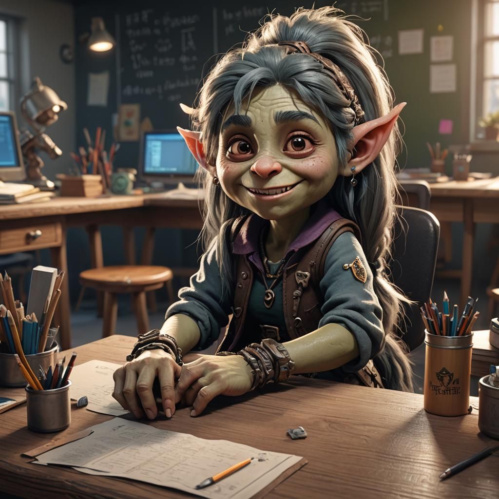 troll girl goes to school - AI Generated Artwork - NightCafe Creator