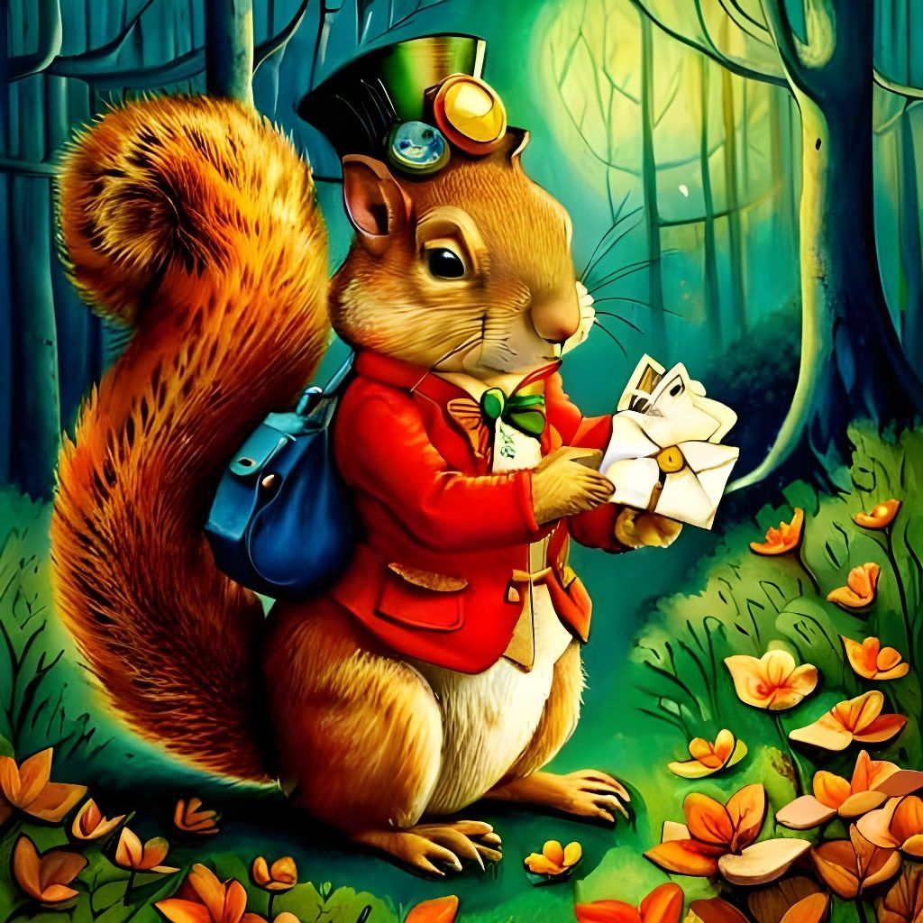 Squirrel Messenger in Enchanted Forest - AI Generated Artwork ...