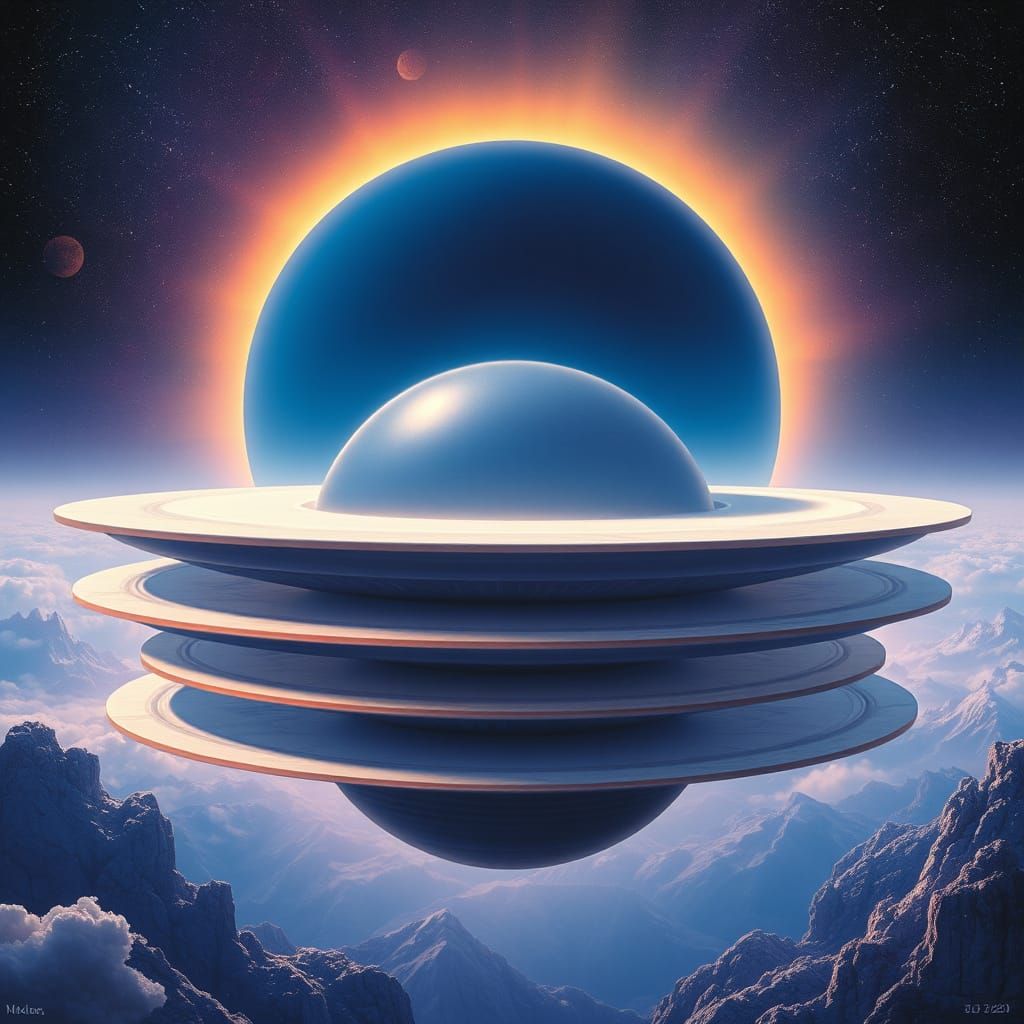 Surreal Flat Earth Realms with Interconnected Dome... - AI Art