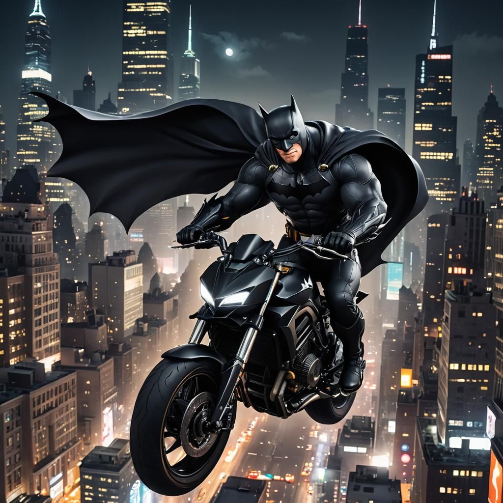 Batman on Flying Motor Cycle - AI Generated Artwork - NightCafe Creator