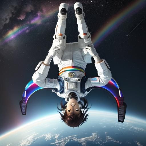 UPSIDE-DOWN :: Upside-Down astronaut in spacesuit (with his legs turned towards the sky:1.7 ...