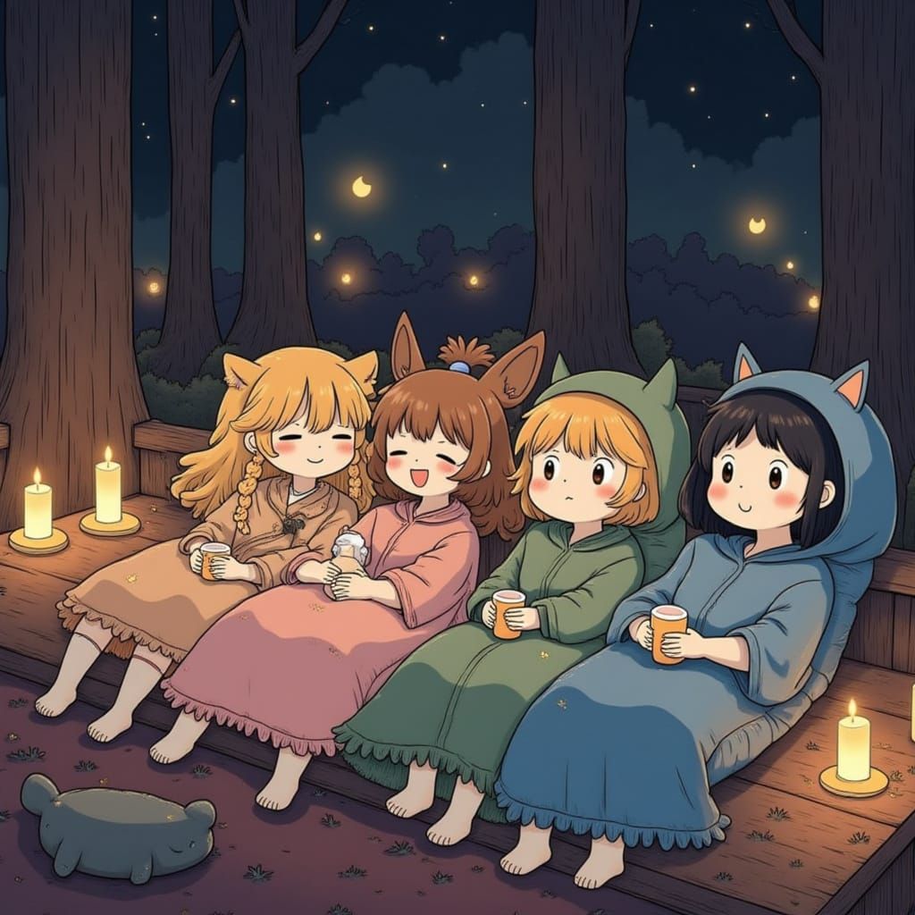 The 4 girl band at a slumber party, invite more friends!