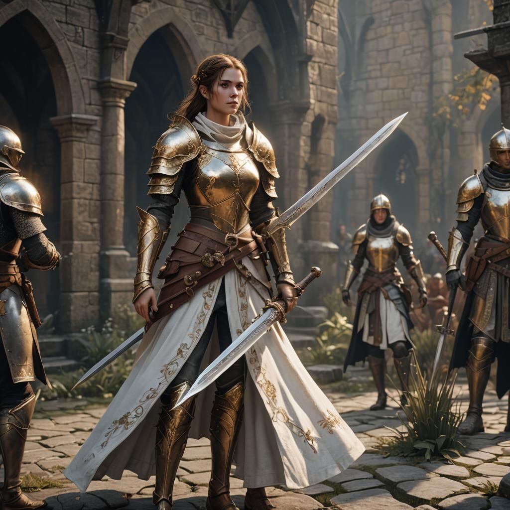 the main character in a medieval fantasy roleplaying game is holding ...