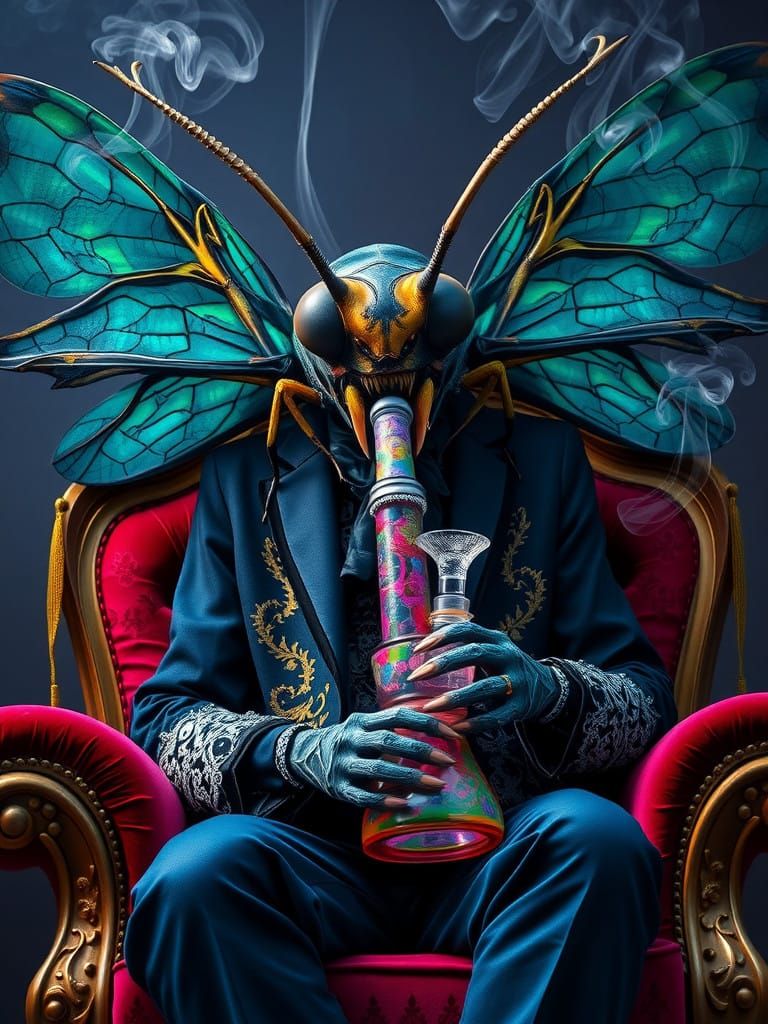 Ethereal Horror Cricket in Opulent, Iridescent Spl... - AI Art