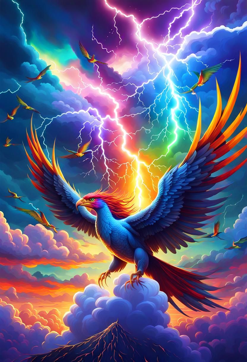 Phoenix in the Lightning Storm v7 - AI Generated Artwork - NightCafe ...
