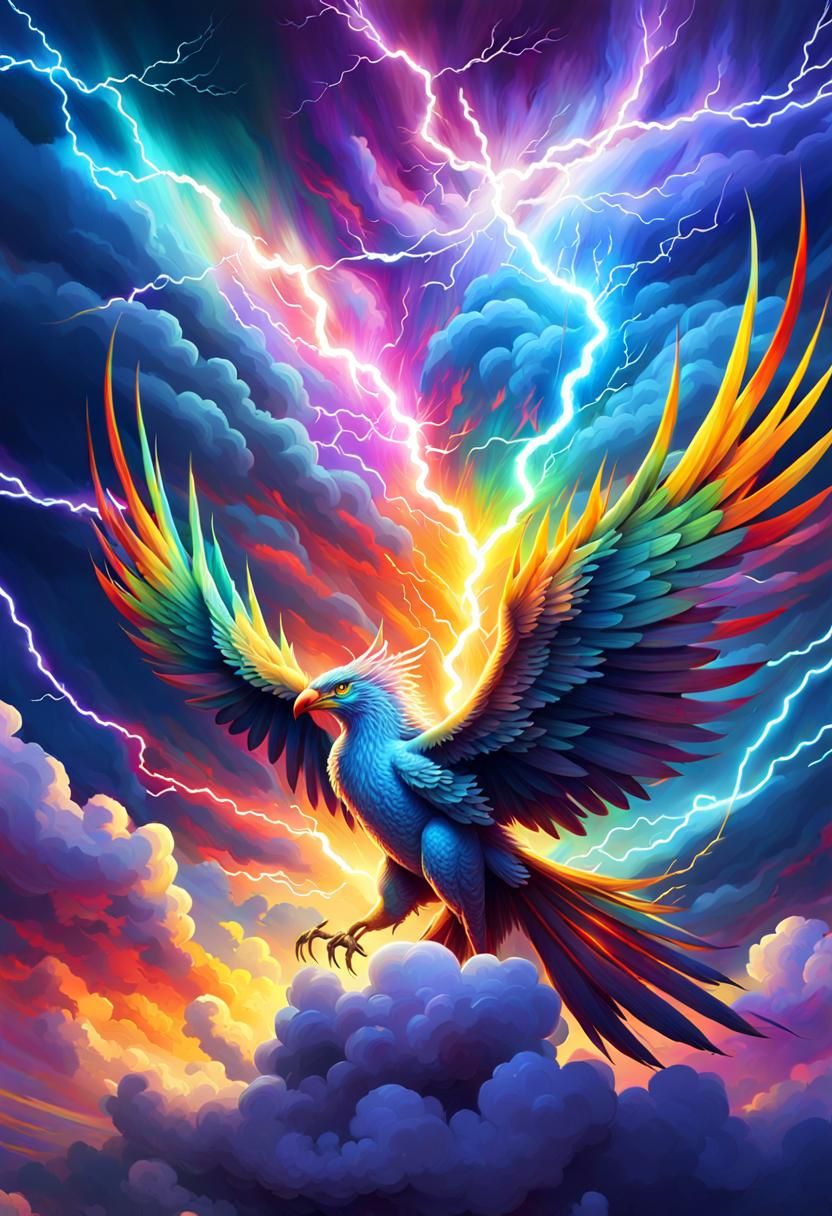 Phoenix in the Lightning Storm v8 - AI Generated Artwork - NightCafe ...