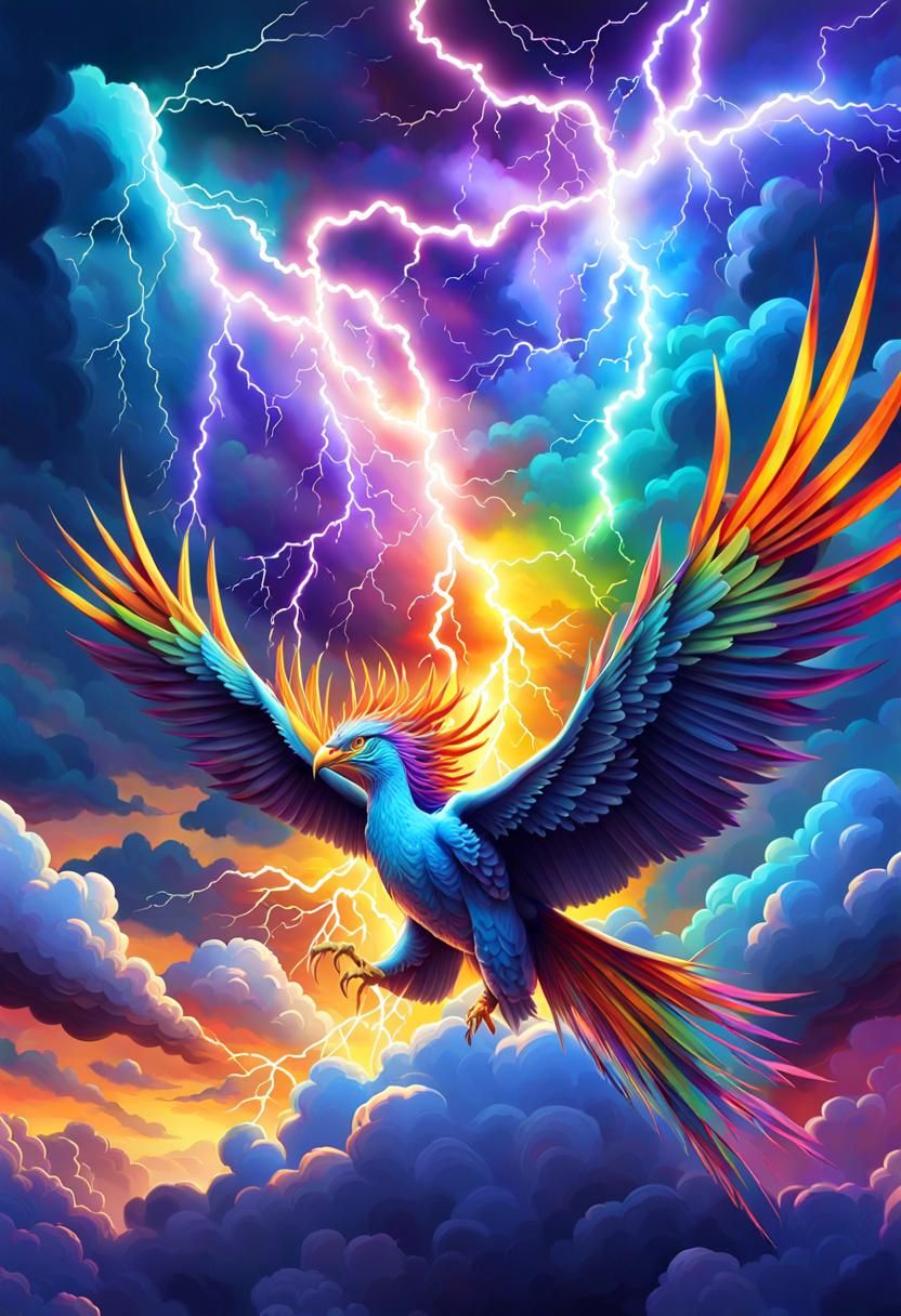 Phoenix in the Lightning Storm v9 - AI Generated Artwork - NightCafe ...