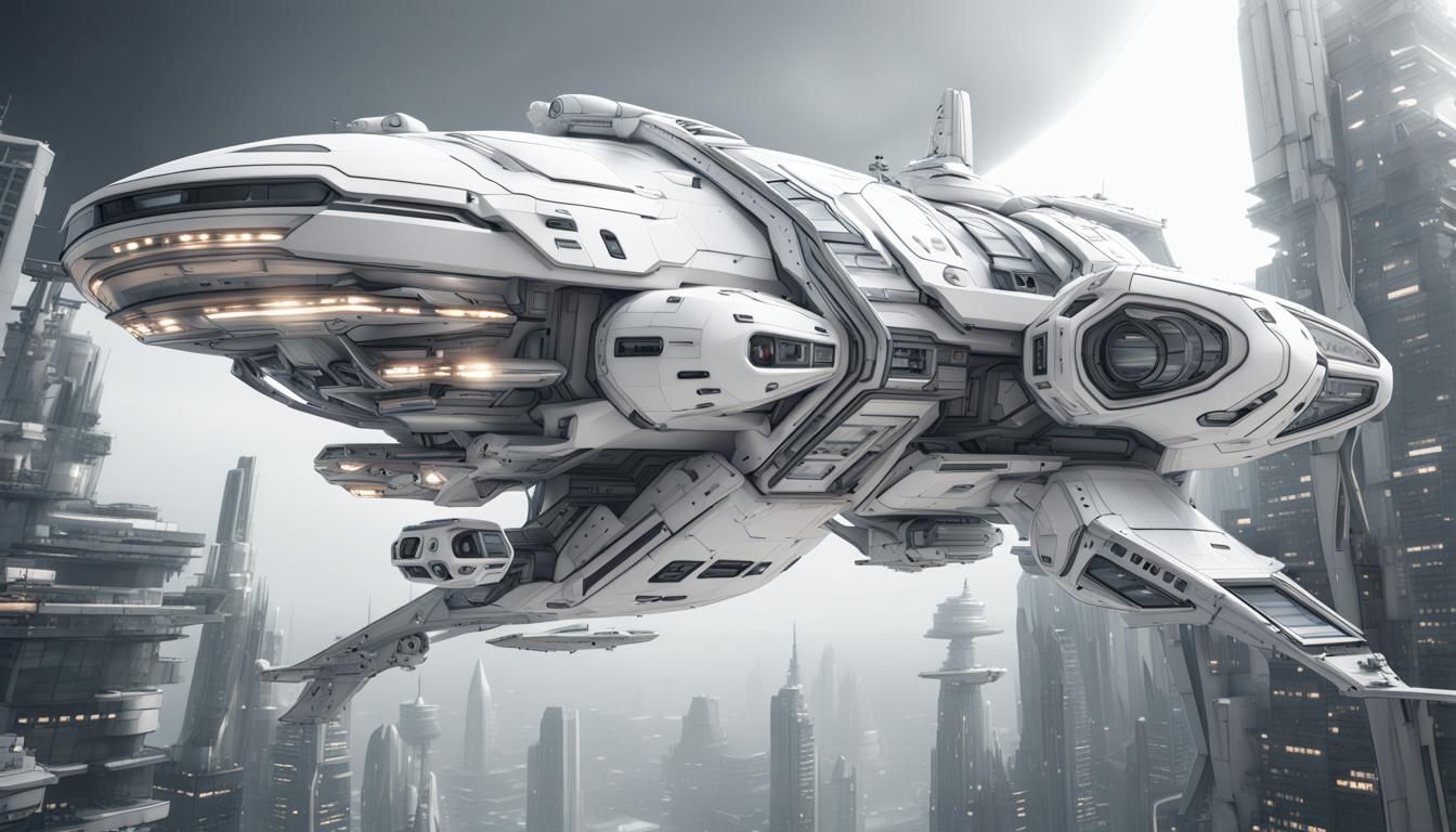 modern white and grey space ship hyperdetailed intricately detailed ...