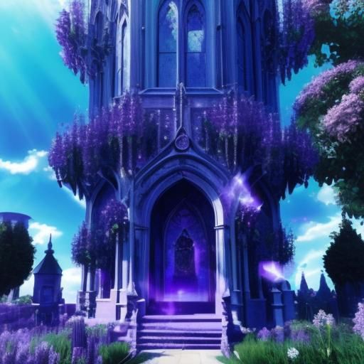 Ethereal lavender gothic tower with beautiful garden& beautiful ...