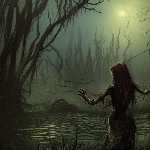vampire in swamp at night - AI Generated Artwork - NightCafe Creator