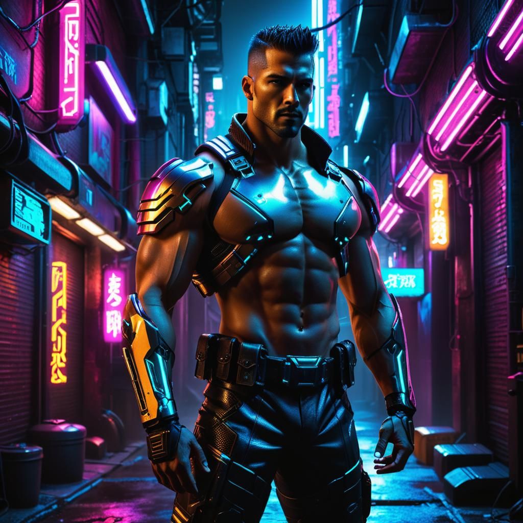 Rugged cyberpunk guy - Rugged cyberpunk guy