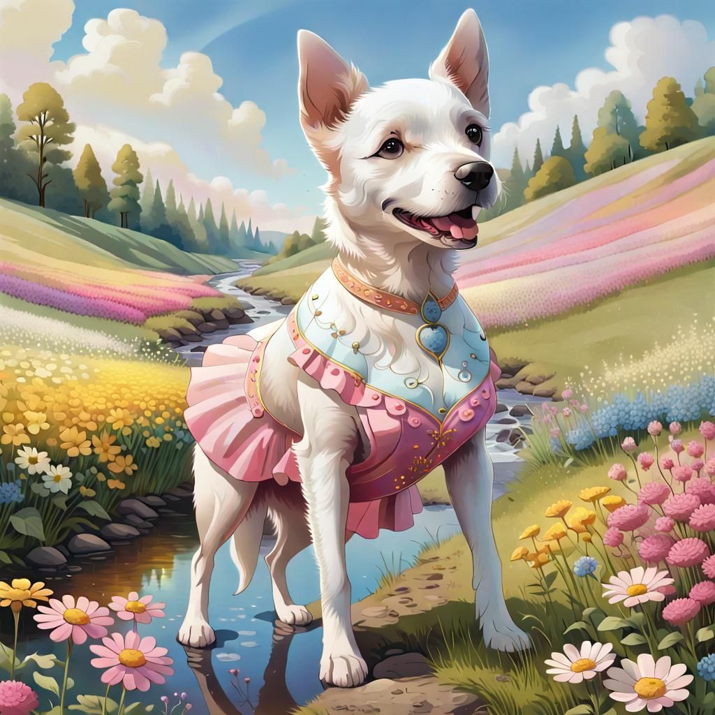 Kinda an anthropomorphic white female dog - AI Generated Artwork ...