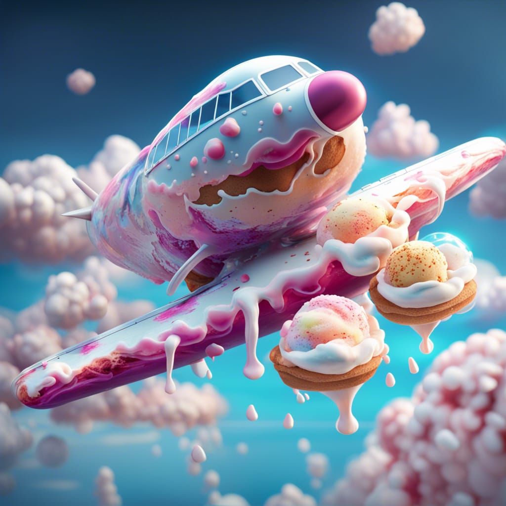 Plane made of Ice Cream - AI Generated Artwork - NightCafe Creator
