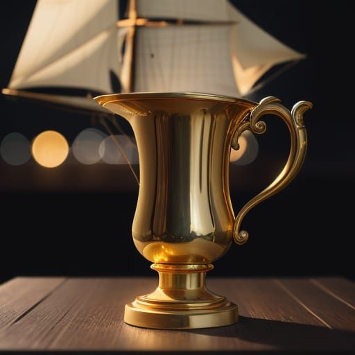 Solid gold sailing ship trophy - Luxurious Solid Gold Sailin...