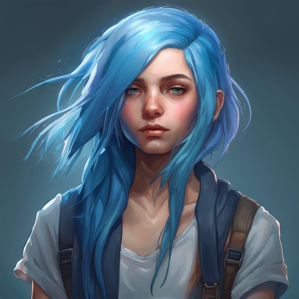 Girl with blue hair - AI Generated Artwork - NightCafe Creator