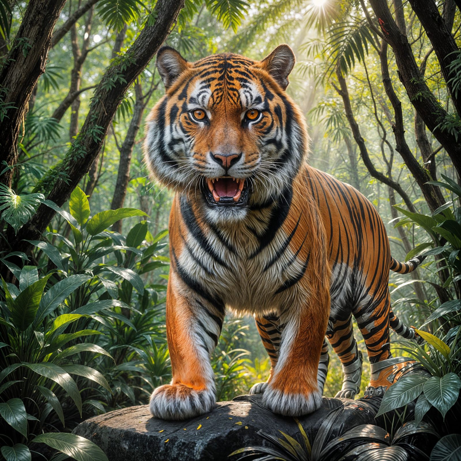 Hyper-Realistic Bengal Tiger in Majestic Jungle Sc... - AI Art