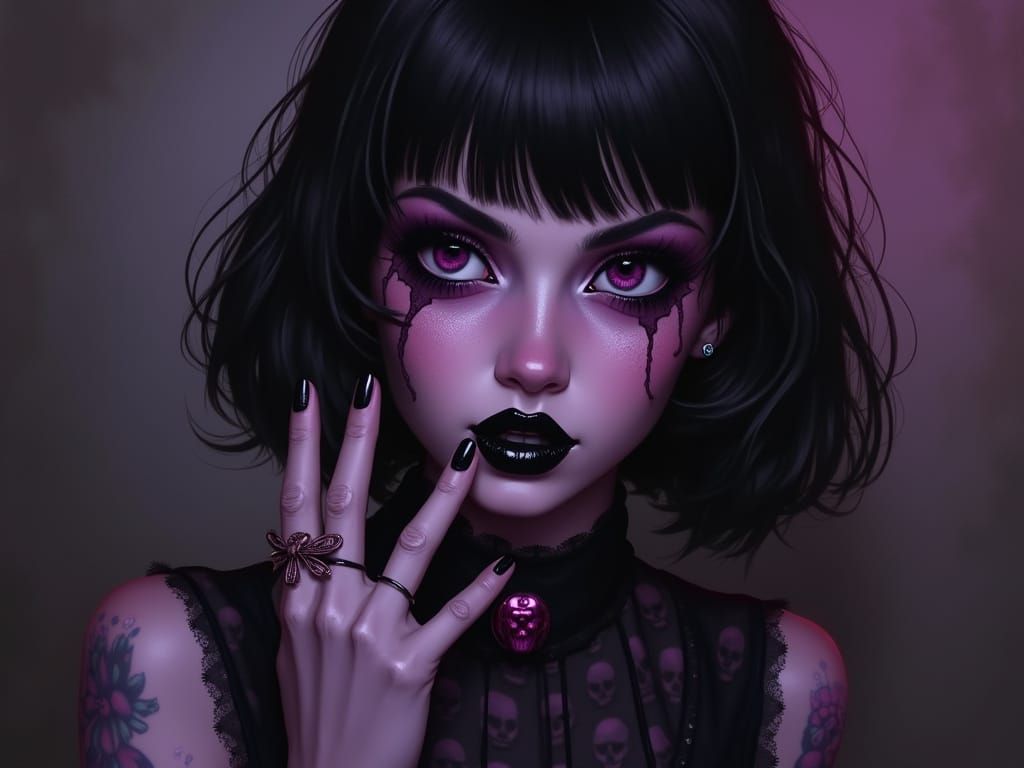 Gothcore Beauty in Dark Realism - AI Art
