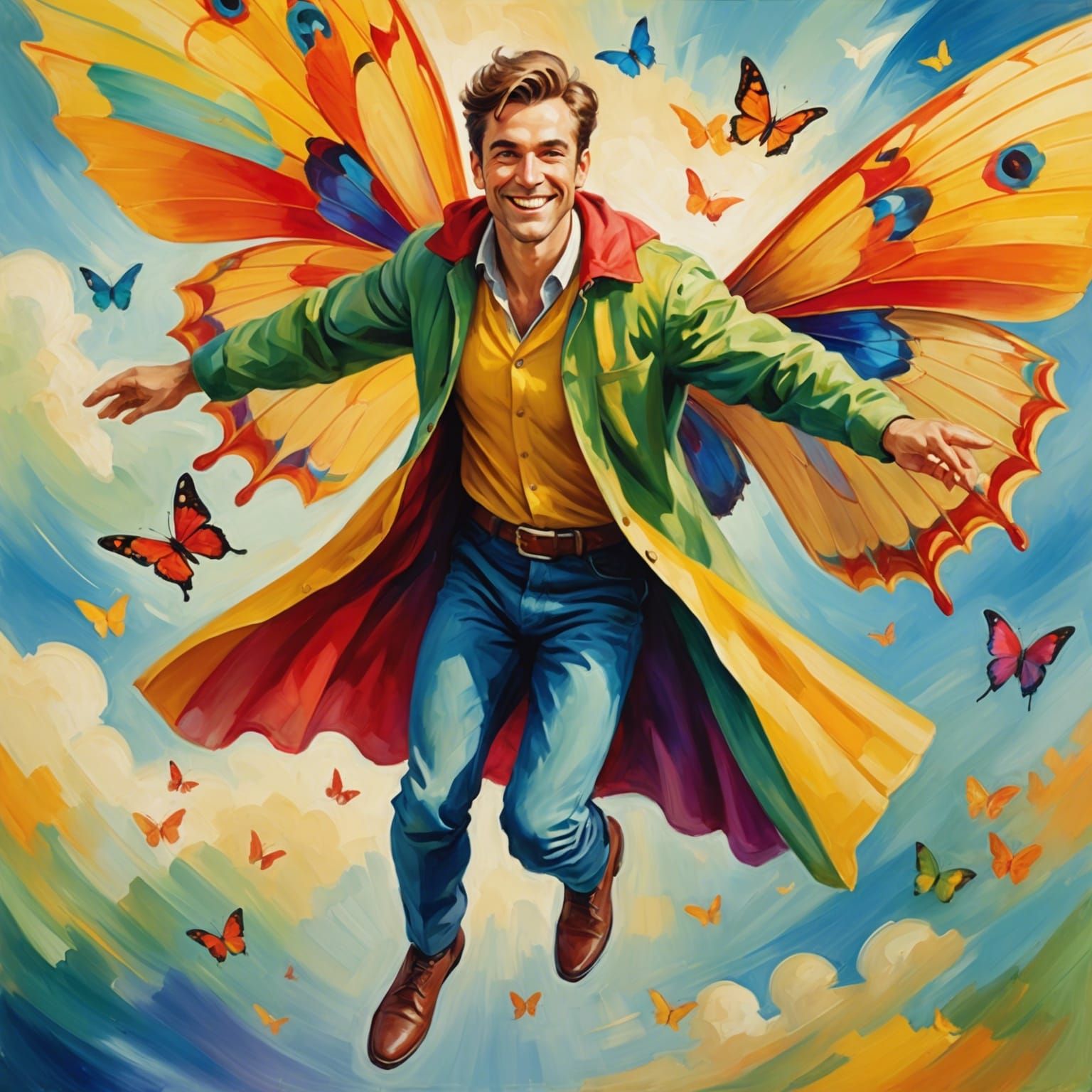 A flying man with butterfly wings #2 - AI Generated Artwork - NightCafe ...