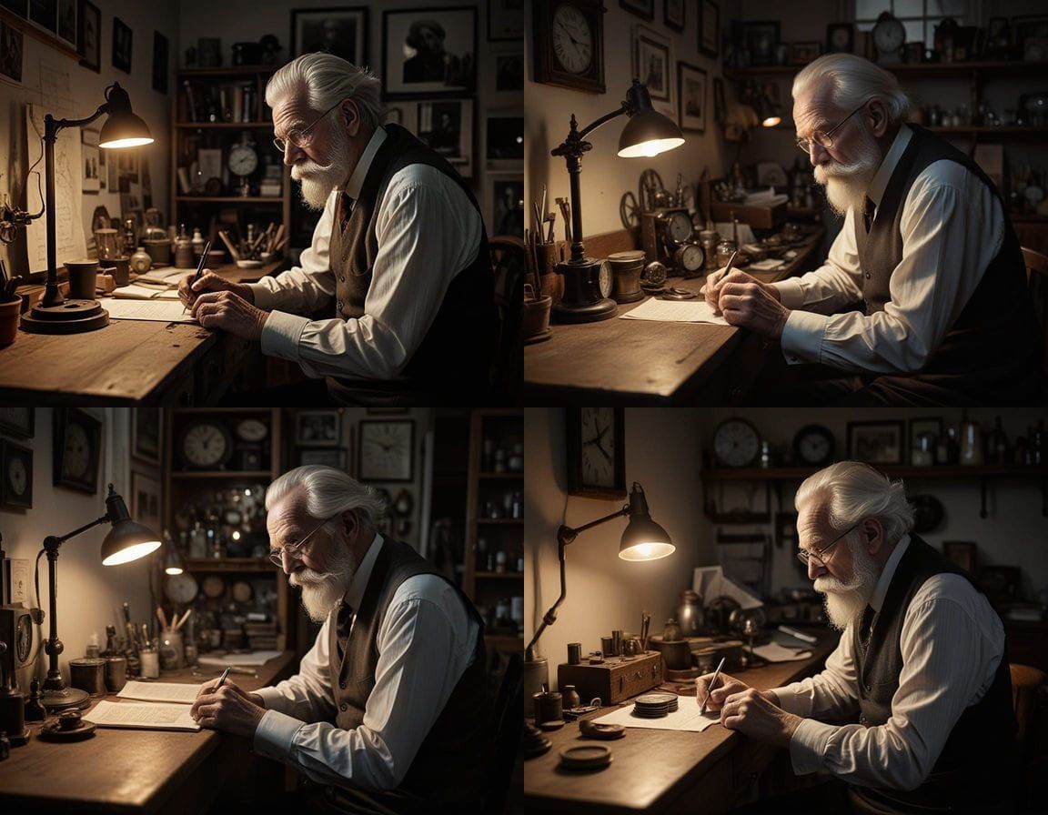 The Old Watchmaker - Elderly Watchmaker in Haunting Black an...