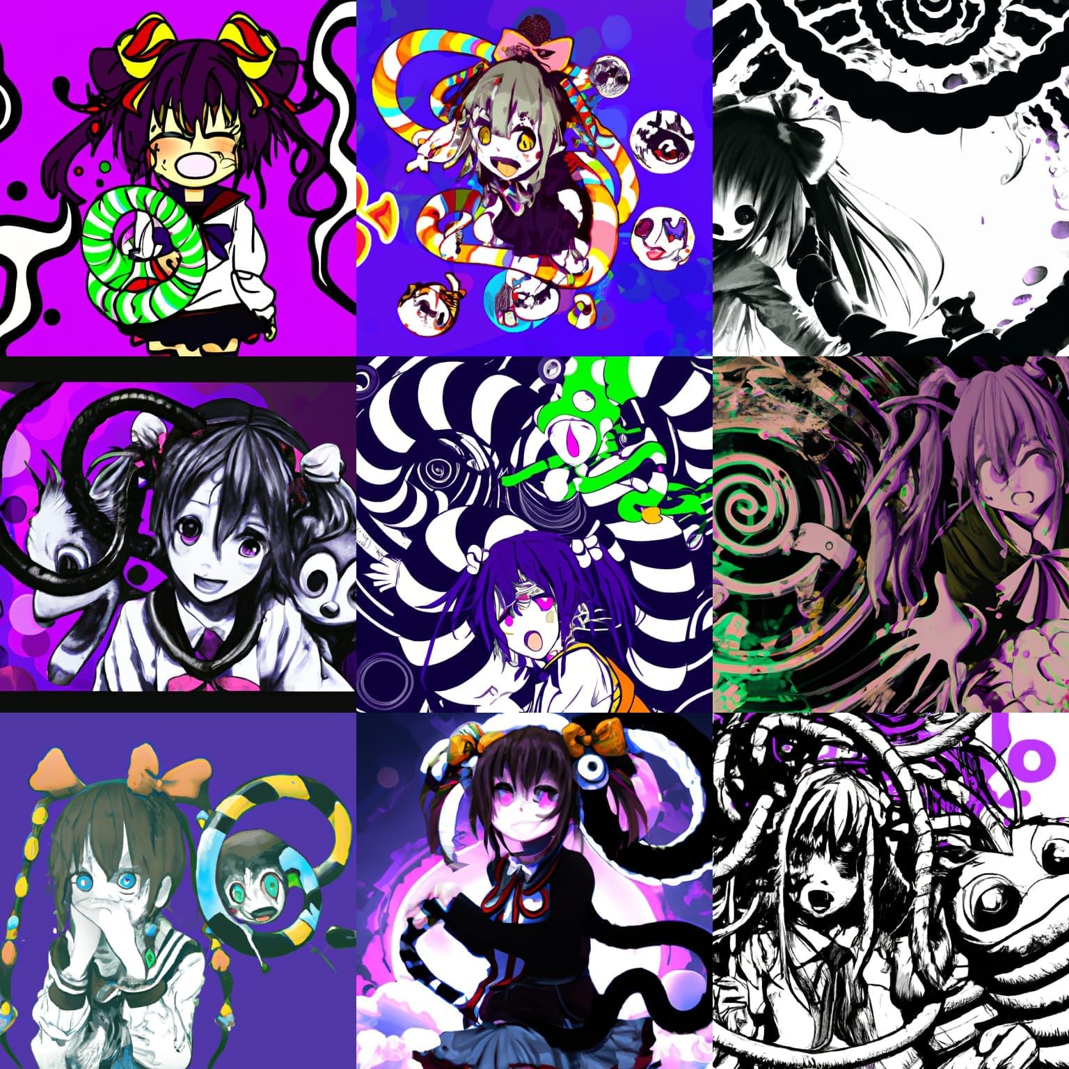 Dark Psychedelic Anime clown girl and snake Trippy Manga cover art ...