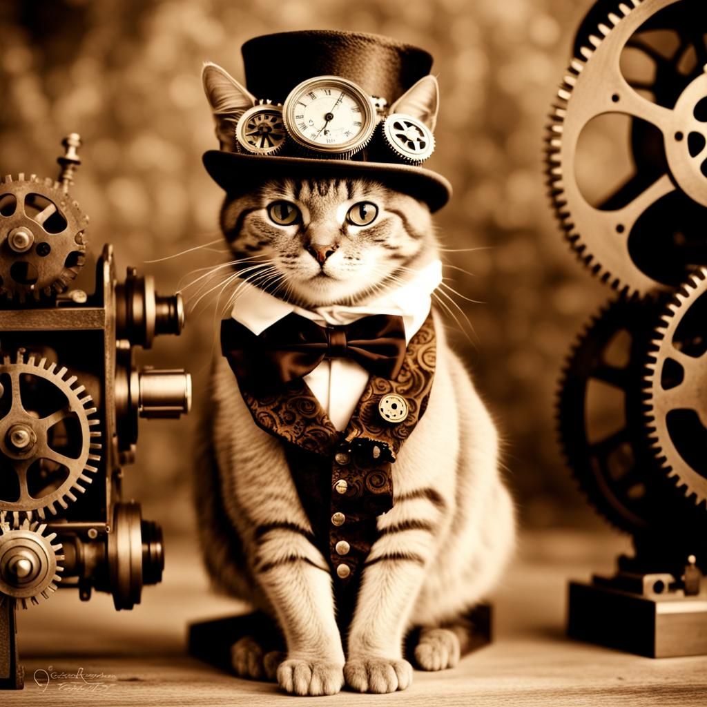 steampunk kitty!!!!!!! - AI Generated Artwork - NightCafe Creator