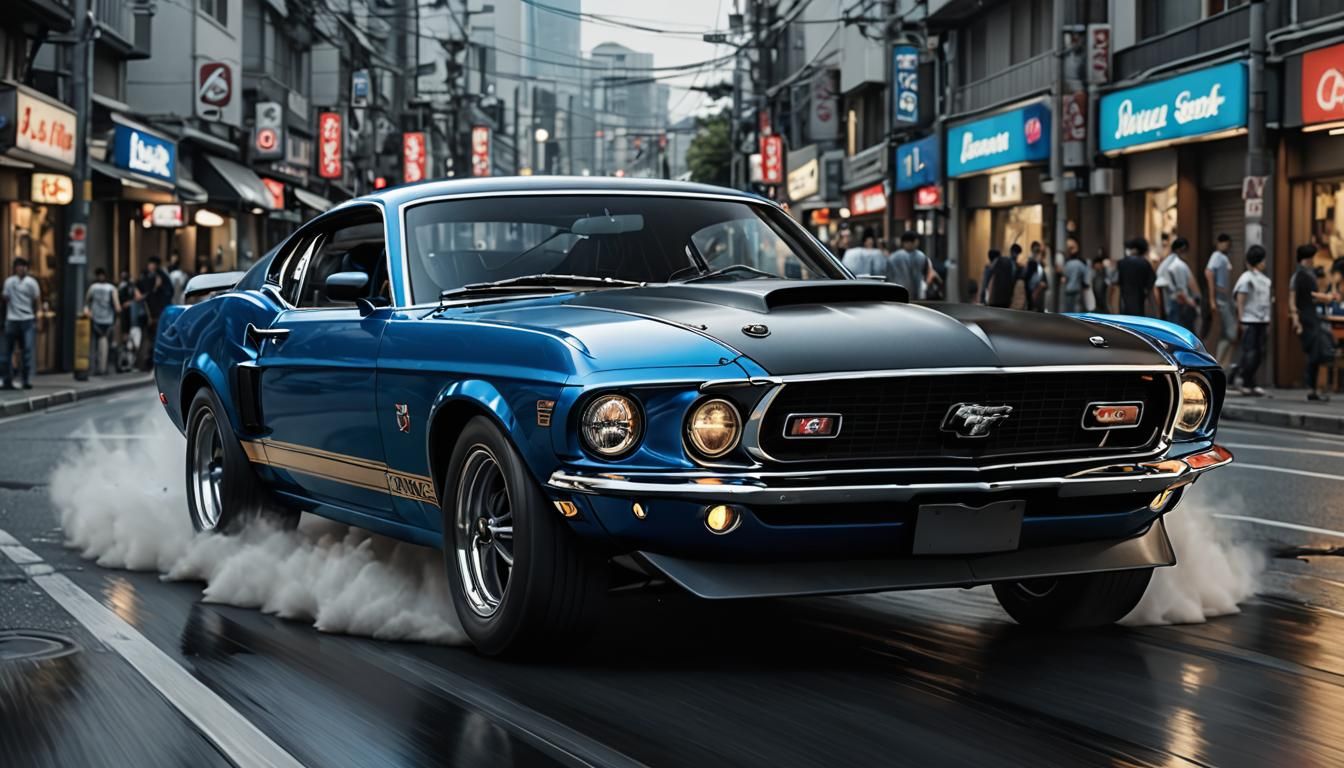 1969 Ford Mustang Gt Fastback Mach 1 Drifting 2 - AI Generated Artwork ...